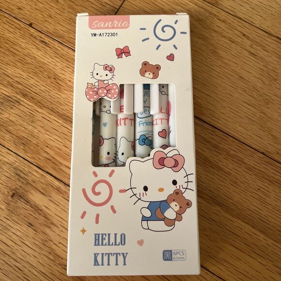 Hello Kitty | Office | Set Of Six Sanrio Hello Kitty Pens 5mm Black Ink ...